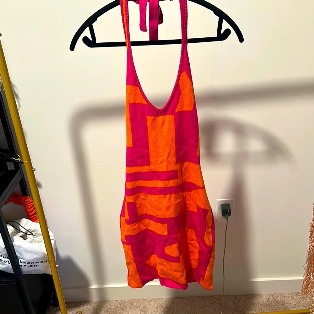 Dresses | Pink And Orange Halter Dress | Poshmark